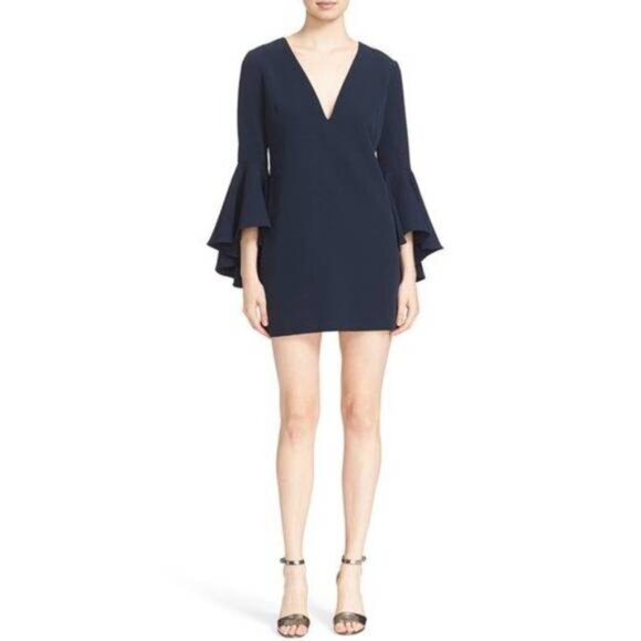 Milly | Dresses | Milly Nicole Navy Italian Cady Bell Sleeve Shift ...